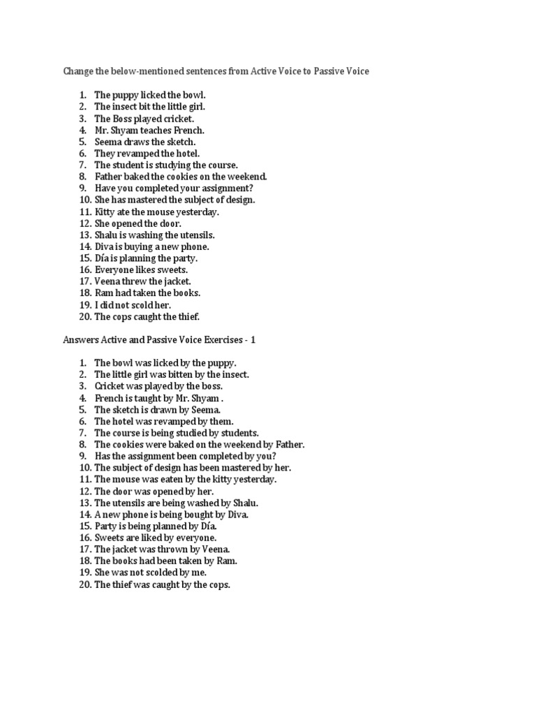 Passive and Active Voice Activities | PDF