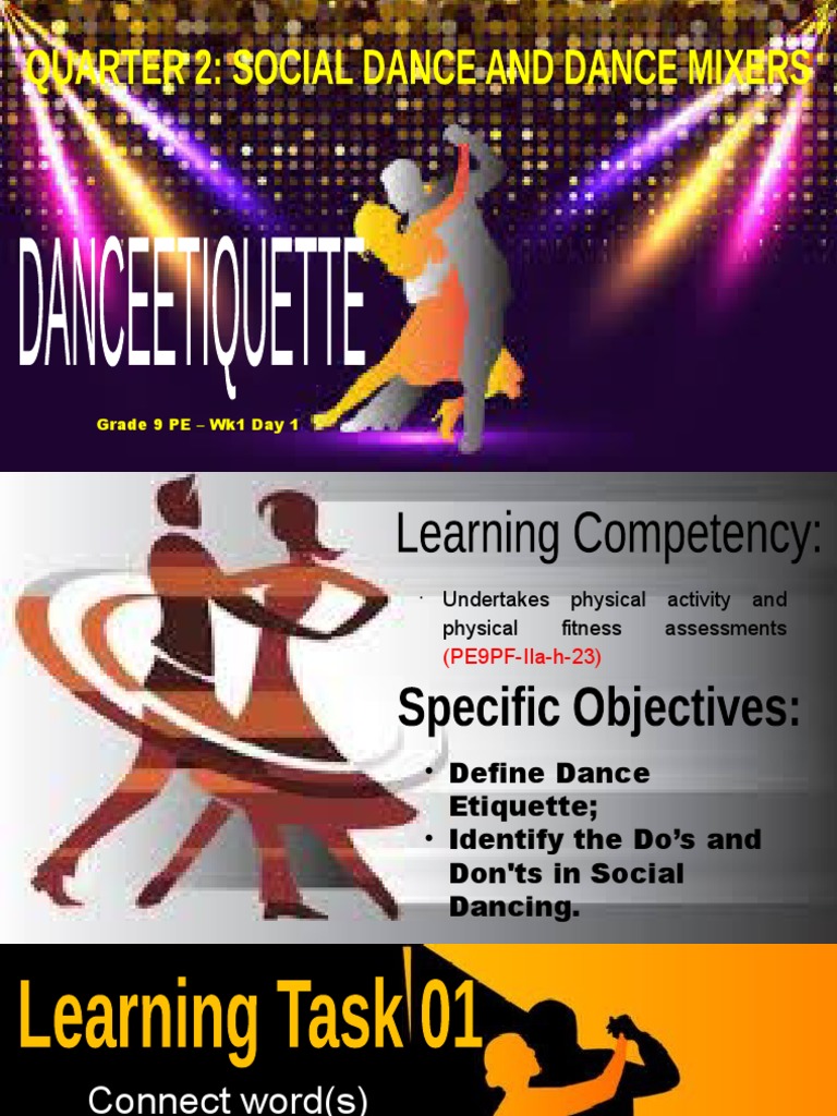 Q2 PPT PE9 Module 1 (Dance Etiquette) | PDF | Trousers | Consumer Goods