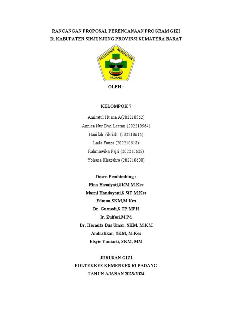 Rancangan Proposal Perencanaan Program Gizi KLMPK 7 | PDF