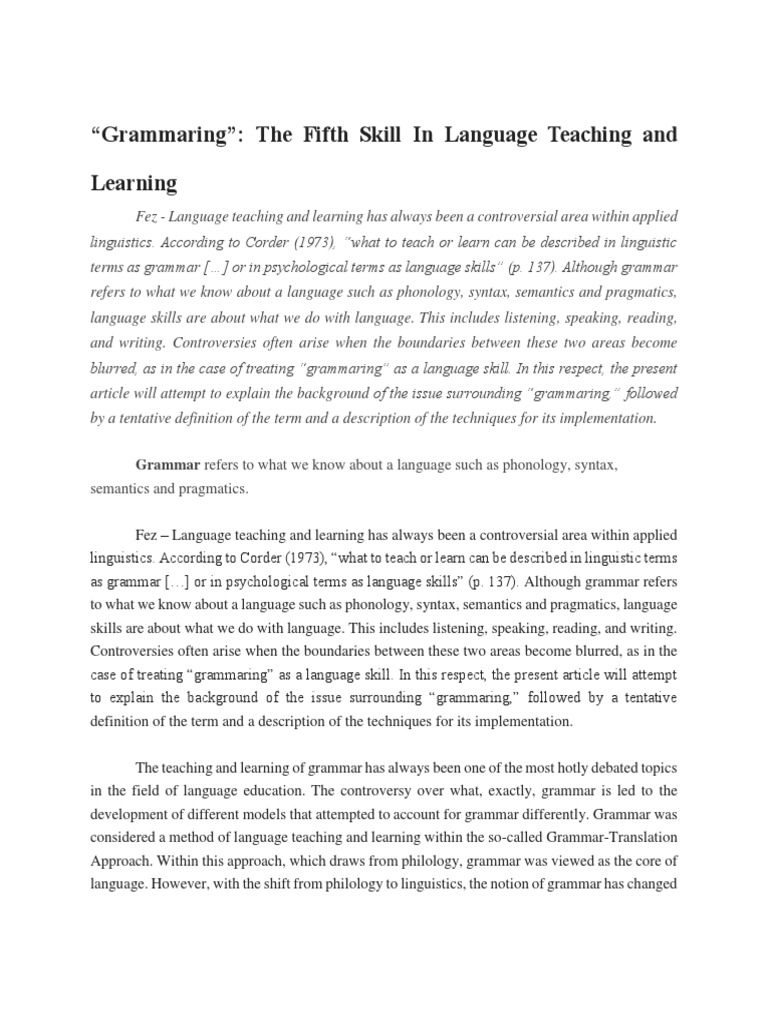 Teaching and Assessment of Grammar | PDF