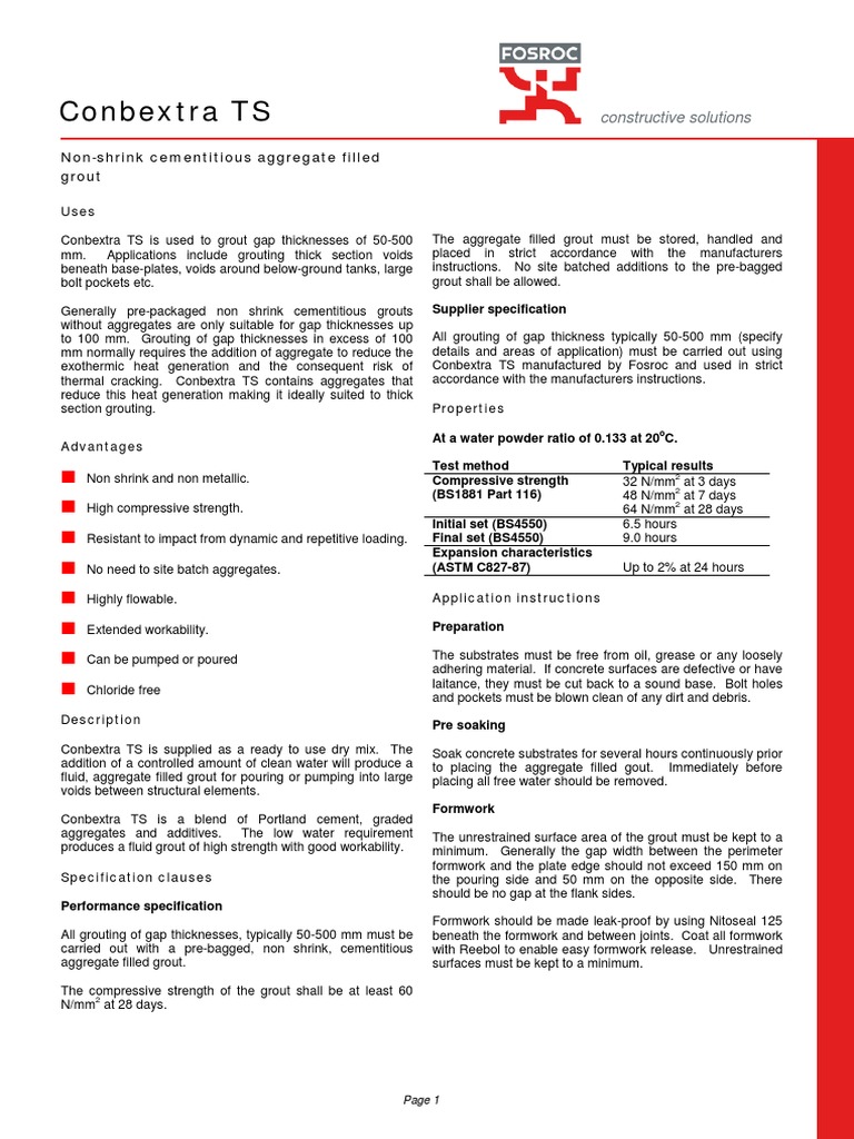 Conbextra TS | PDF | Concrete | Civil Engineering