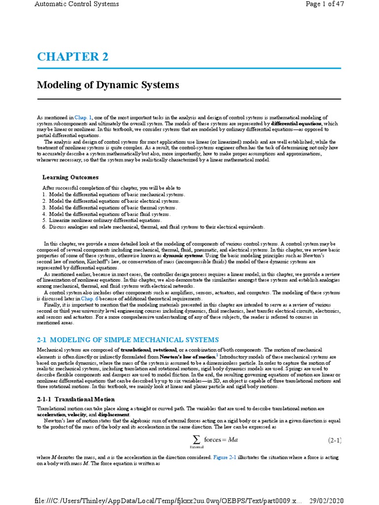 Modeling Dynamic System | PDF