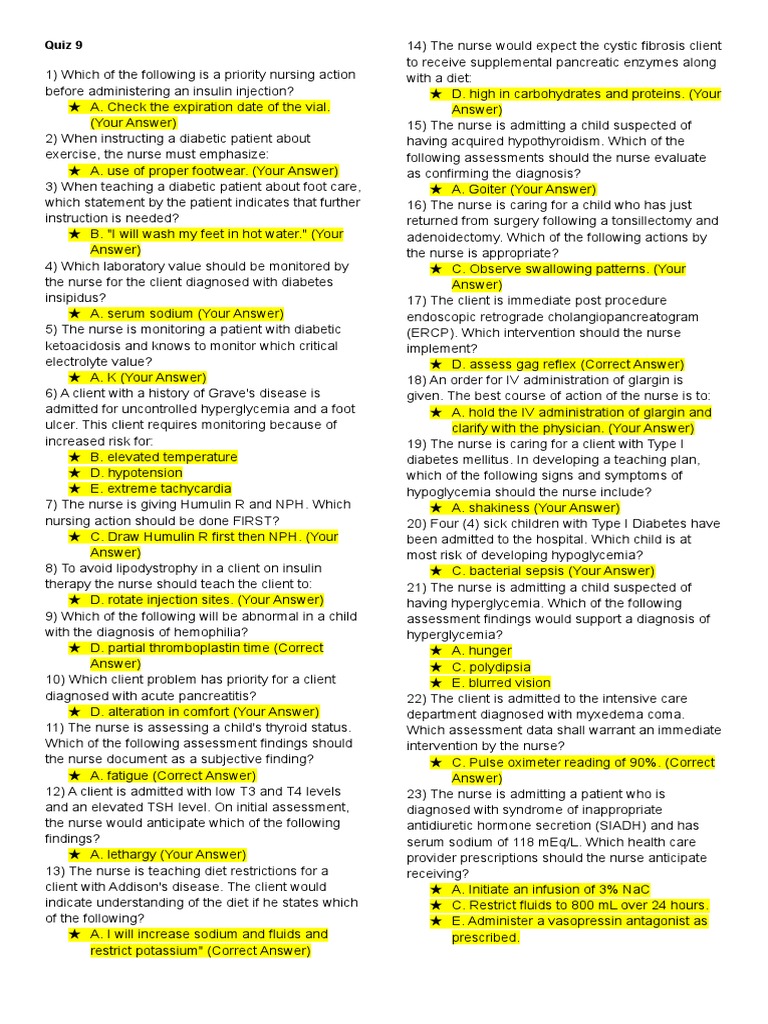 Medical Surgical Nursing Quiz | PDF | Urinary Tract Infection ...