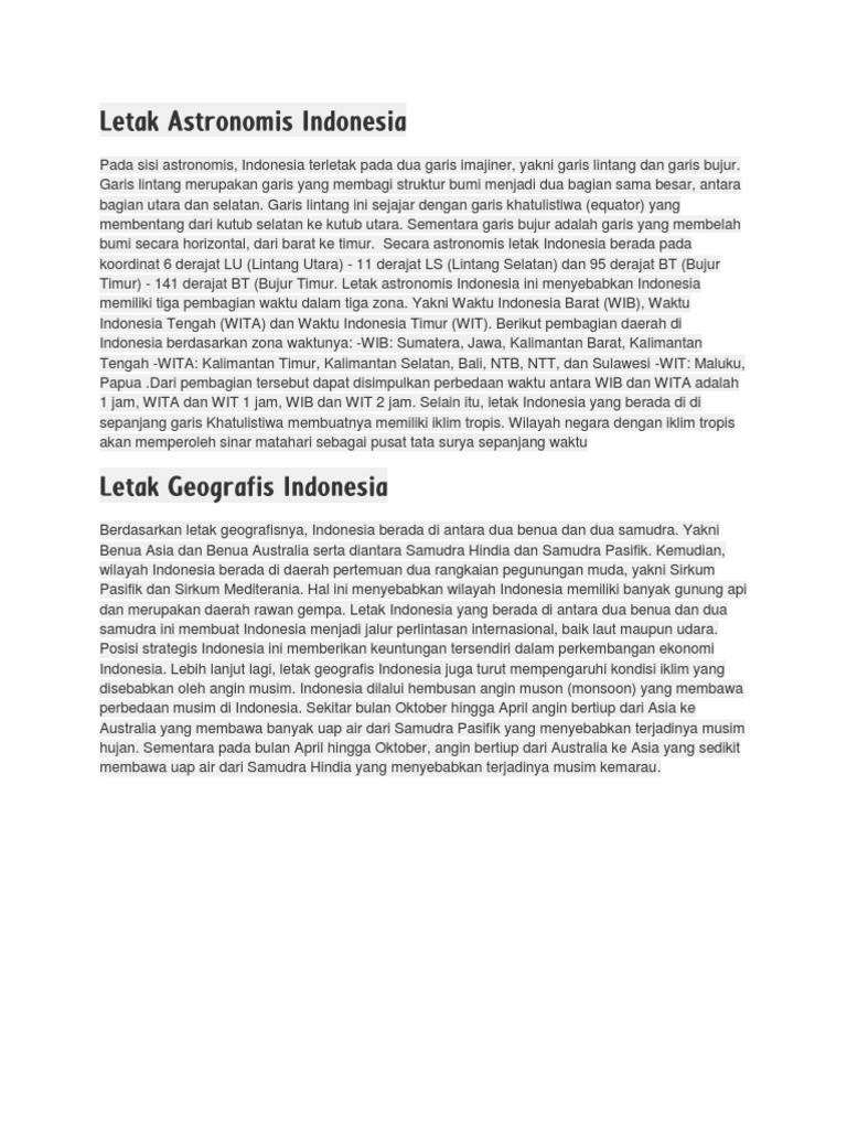 Letak Astronomis Indonesia | PDF