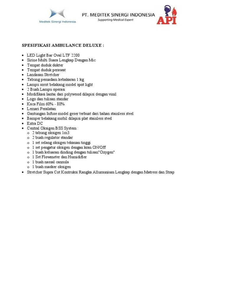 Ambulance Specifications for Comfort and Care | PDF