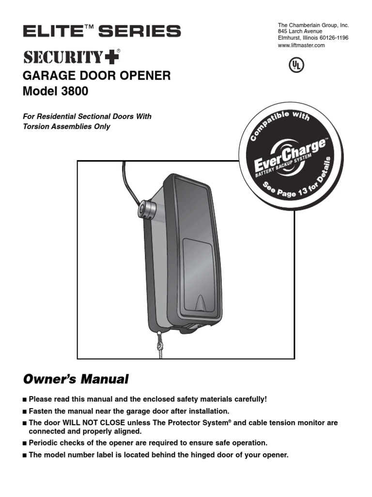 LiftMaster 3800 Owners Manual | PDF | Electrical Connector | Screw