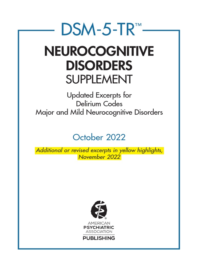 DSM-5-TR Neurocognitive-Disorders-Supplement 2022 APA Publishing | PDF ...