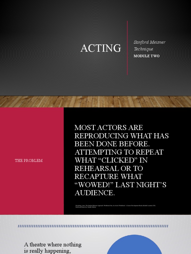 Advanced Acting Workshop (Sanford Meisner Technique) | PDF