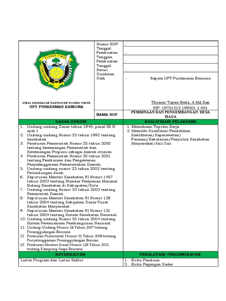 Sop Pembinaan Desa Siaga | PDF