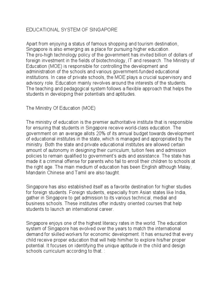 Overview of Singapore's Education System | PDF | Career & Growth
