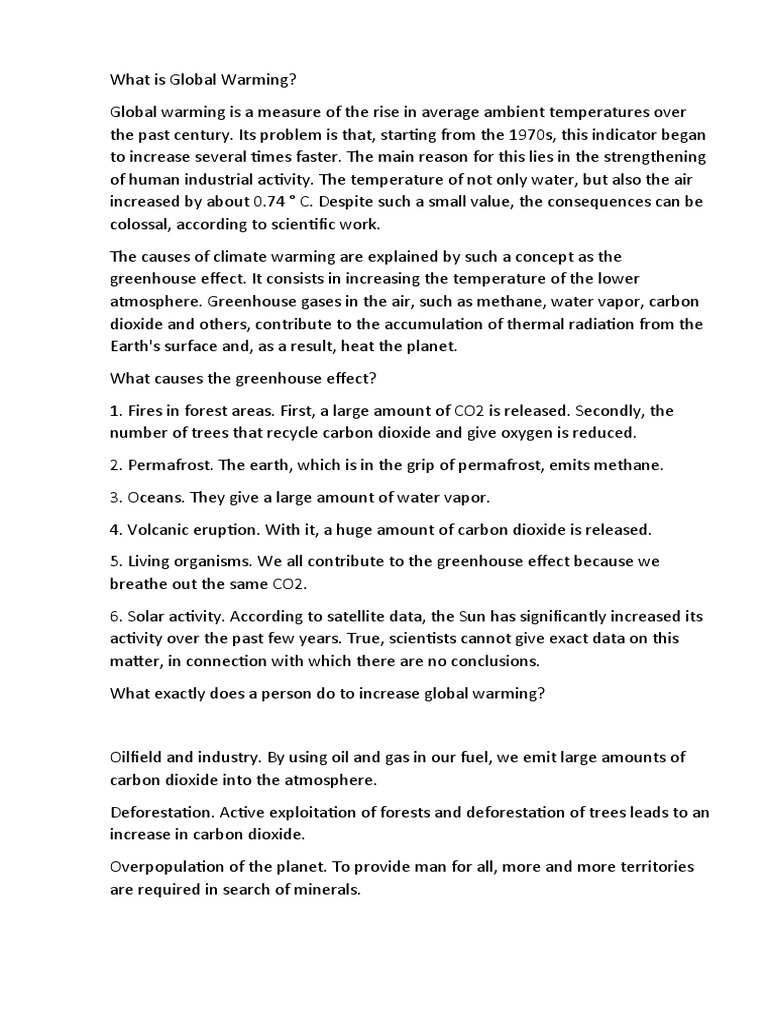 An Informative Overview of the Causes and Consequences of Global ...