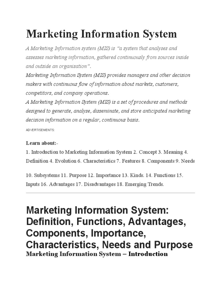 Marketing Information System | PDF | Marketing | Marketing Research
