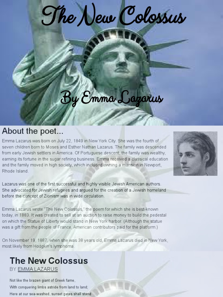 The New Colossus by Emma Lazarus | PDF | General Fiction