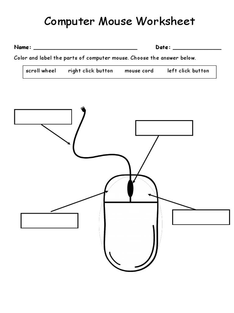 Computer Mouse Worksheet: Name: - Date | PDF | Games & Activities