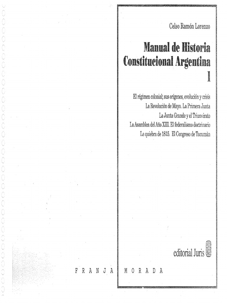 Celso Lorenzo - Manual de Historia Constitucional Argentina (Tomo 1) | PDF