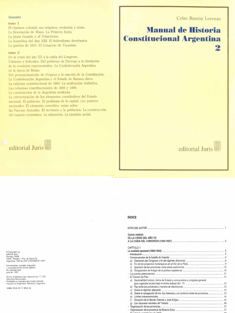 Celso Lorenzo - Manual de Historia Constitucional Argentina (Tomo 2) | PDF