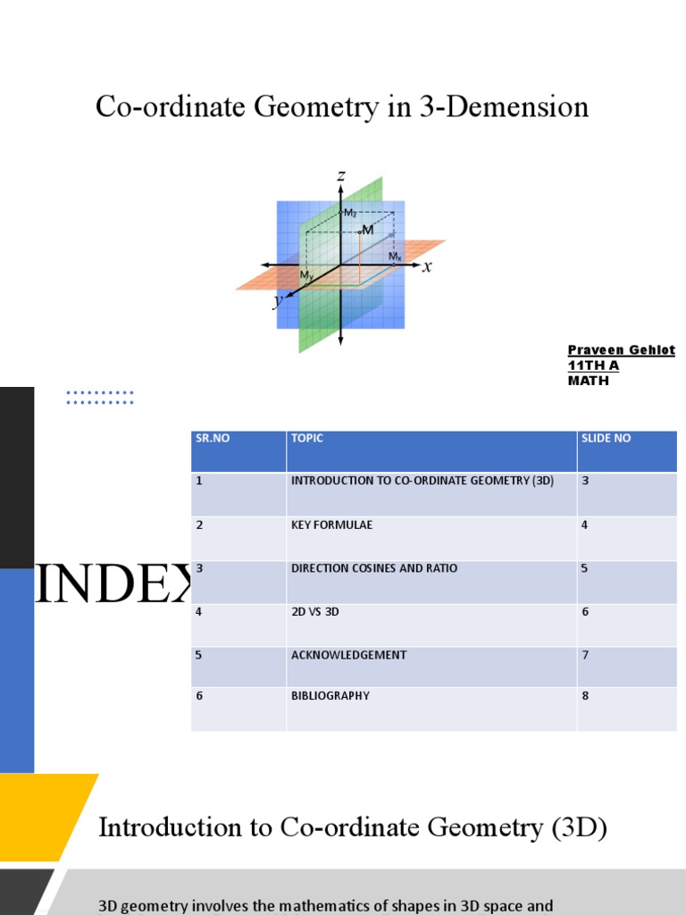 3D Coordinate Geometry Guide | PDF | Geometry | Area