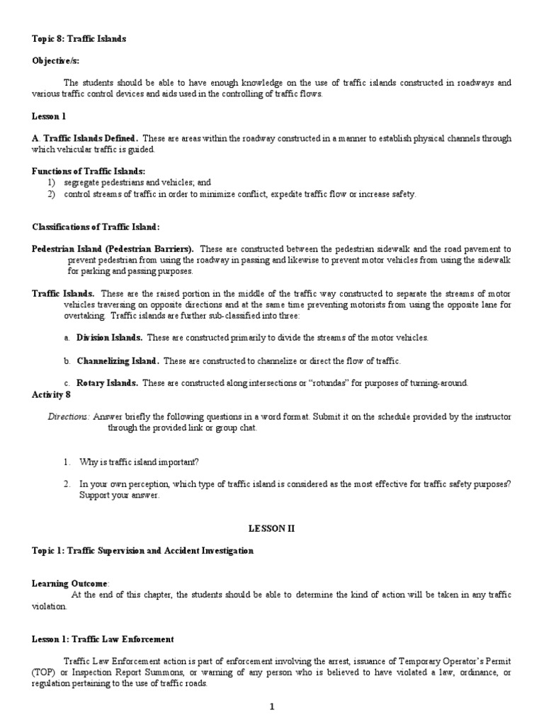 TRAFFIC - Answer All The Activities | PDF | Traffic Collision | Traffic