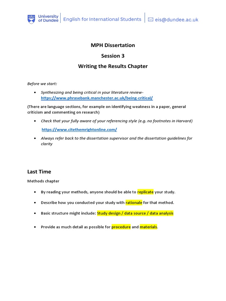 MPH Dissertation Class 3 DM | PDF | Thesis | Data Analysis