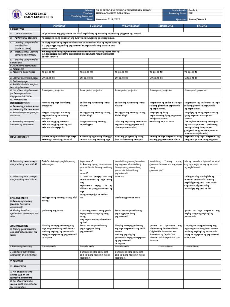 DLL-esp2 Week 1 22-23 | PDF