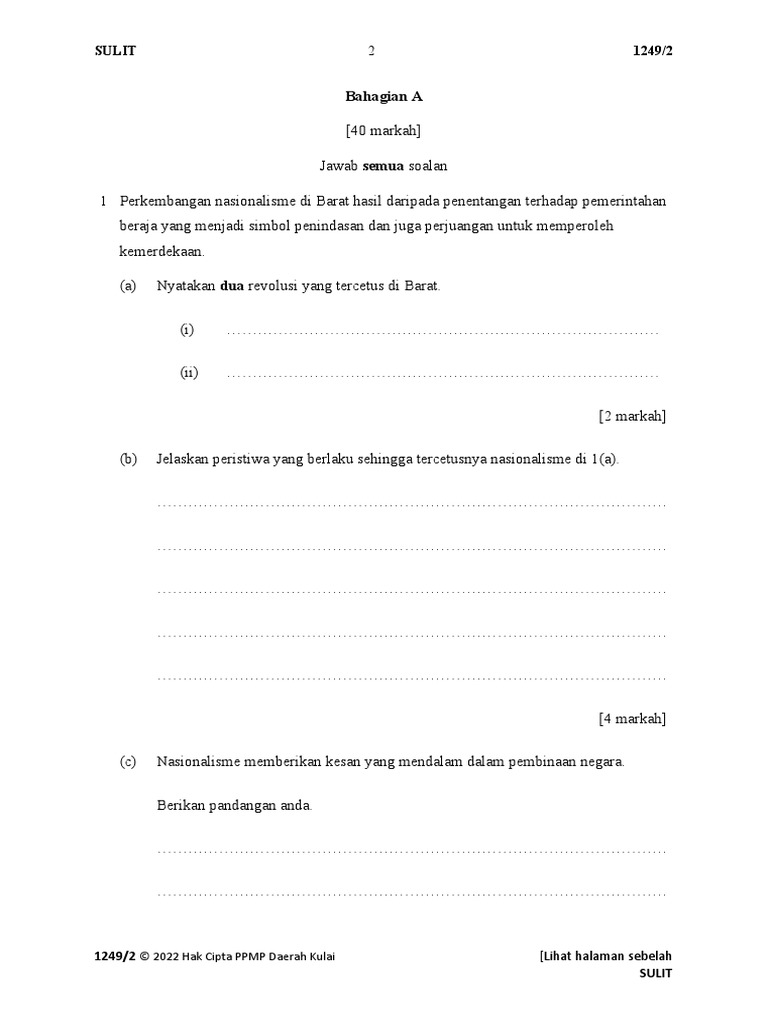 2022 Soalan Trial K2 Johor (Kulai) Set 1 | PDF