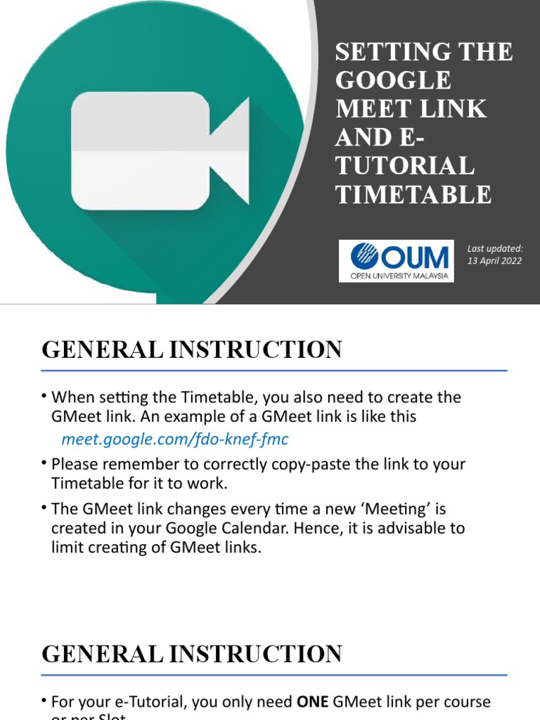 C. Setting The Google Meet Link and E-Tutorial Timetable | Download Free PDF | Information Age ...