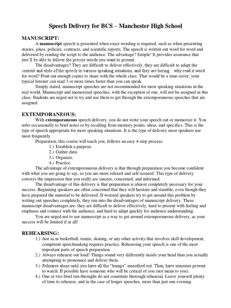 Speech Delivery For BCS | PDF | Improvisation | Linguistics