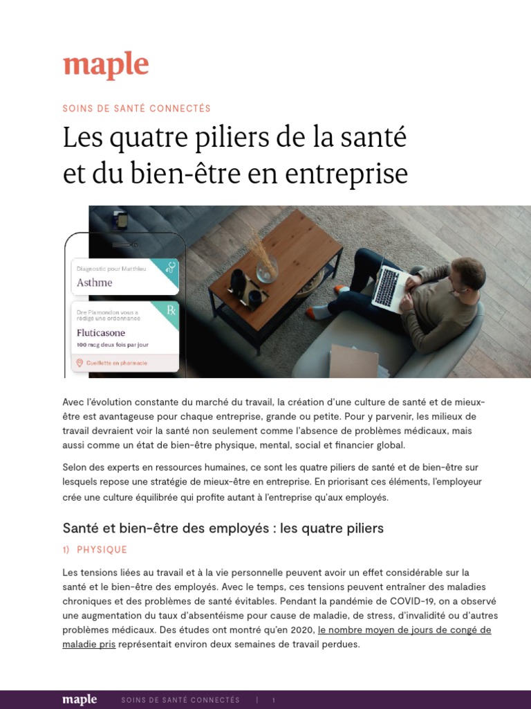 Les Quatre Piliers de La Santé Et Du Bien Être en Entreprise Maple | PDF