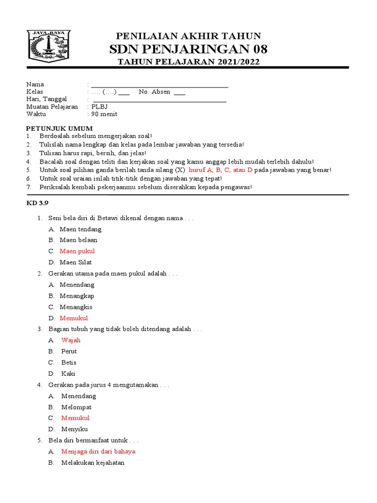 Soal PLBJ Kelas 5 Semester 2 | PDF