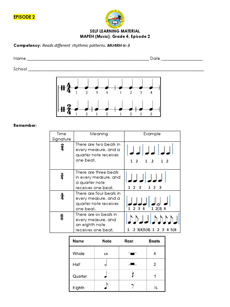 MAPEH (Music), Grade 4, Episode 2 | PDF