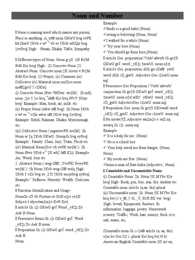 Lecture-4 Noun and Number | PDF