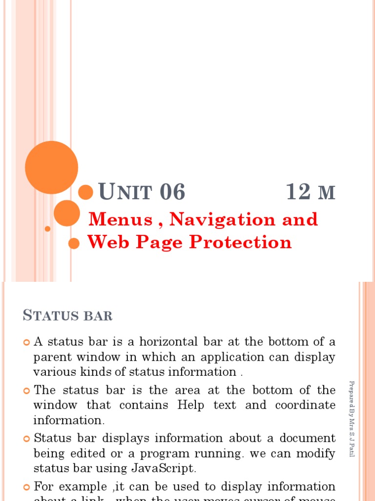 Unit-6 Menus, Navigation and Web Page Protection | PDF | Menu (Computing) | World Wide Web