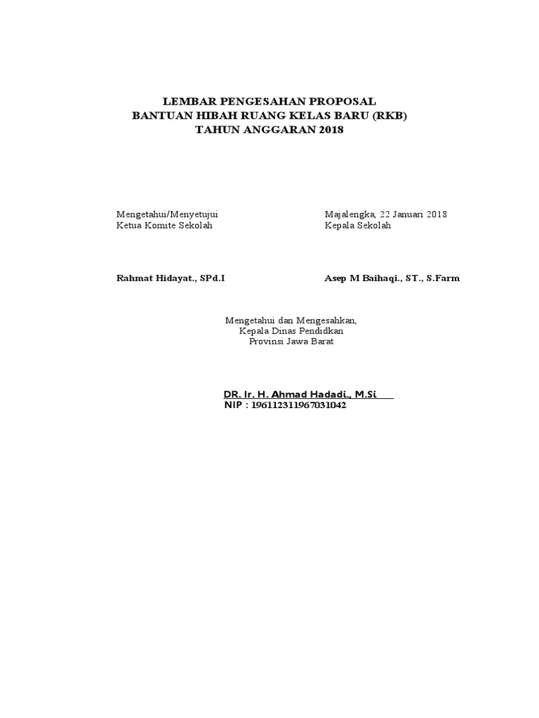 Lembar Pengesahan Proposal | PDF