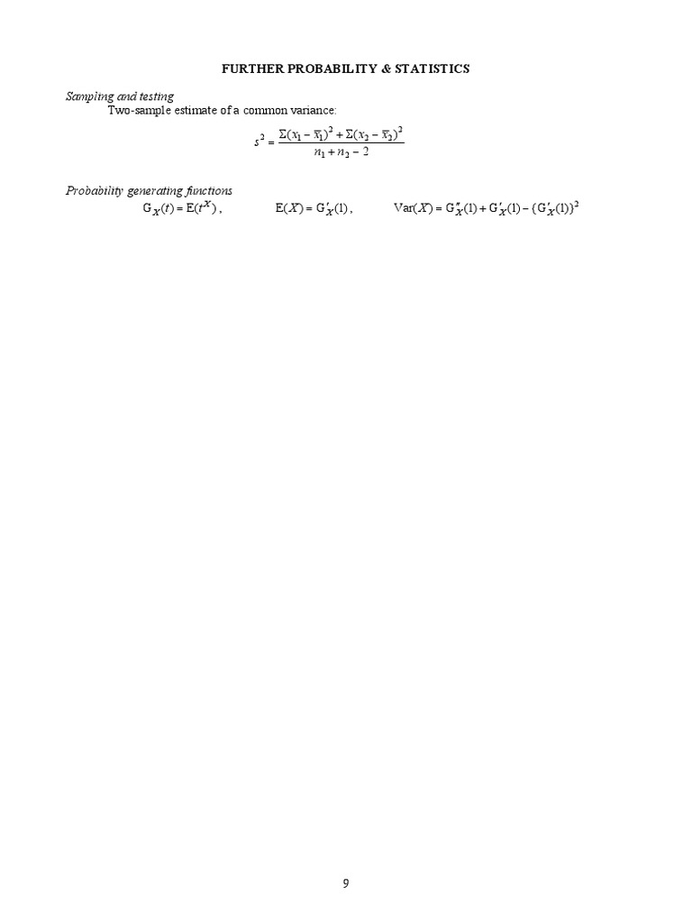 Two-Sample Estimate of A Common Variance: 2 + +: Sampling and Testing X ...
