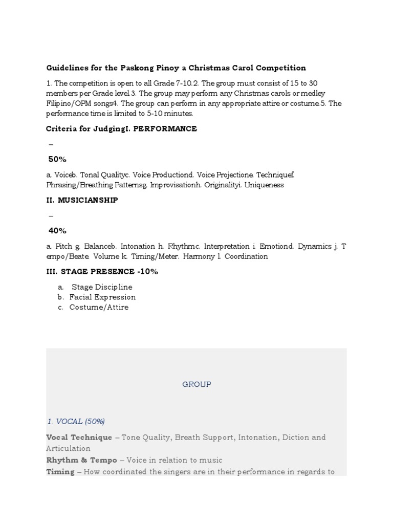 Caroling Contest Mechanics | PDF