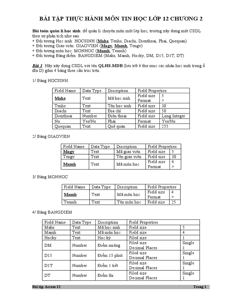 Bai Tap Thuc Hanh 1 | PDF