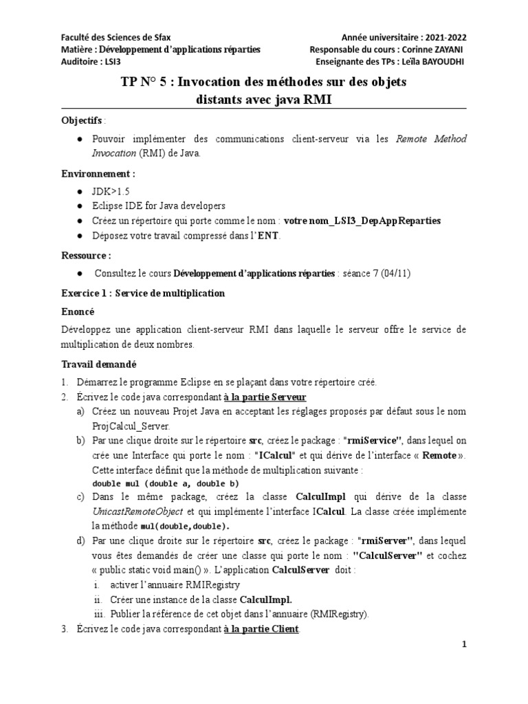 Enonce TP 5 | PDF | Java (Langage de programmation) | Interface (Informatique)