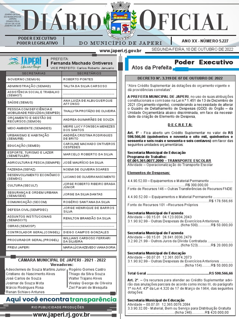 Japeri - 5227 - 10 de Outubro 2022 | PDF | Governo