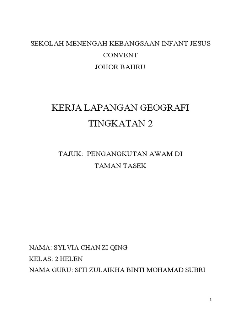 Template Kerja Lapangan Geografi | PDF