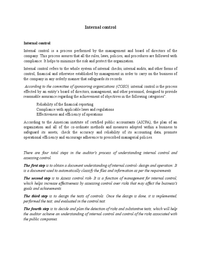 Internal Control | PDF | Internal Control | Audit
