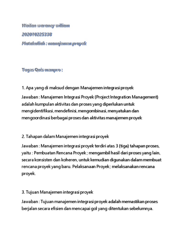 Tugas Quis Manpro - Wailan Waraney Wiliam - 202010225338 | PDF