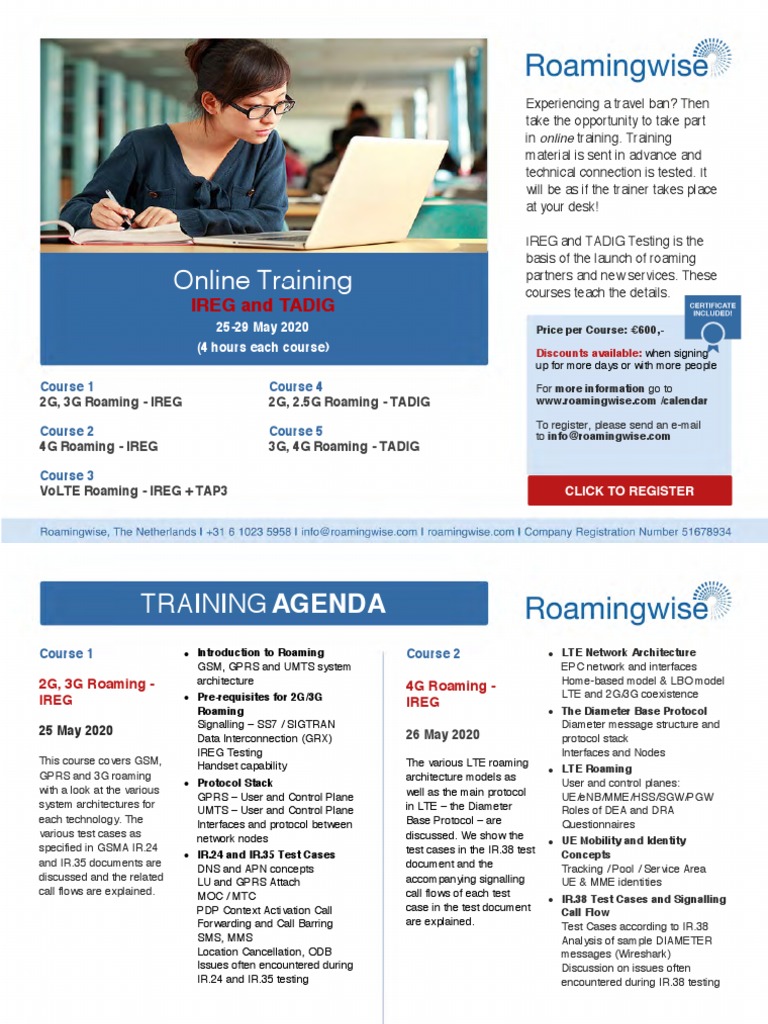 Roamingwise - Flyer Online Training IREG and TADIG May 2020 Compressed ...