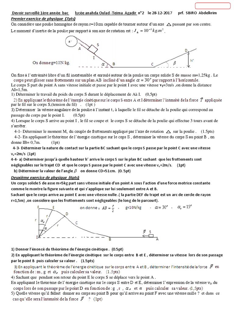 Devoir 2 1bac Biof Prof - Sbiro (WWW - Pc1.ma) | PDF