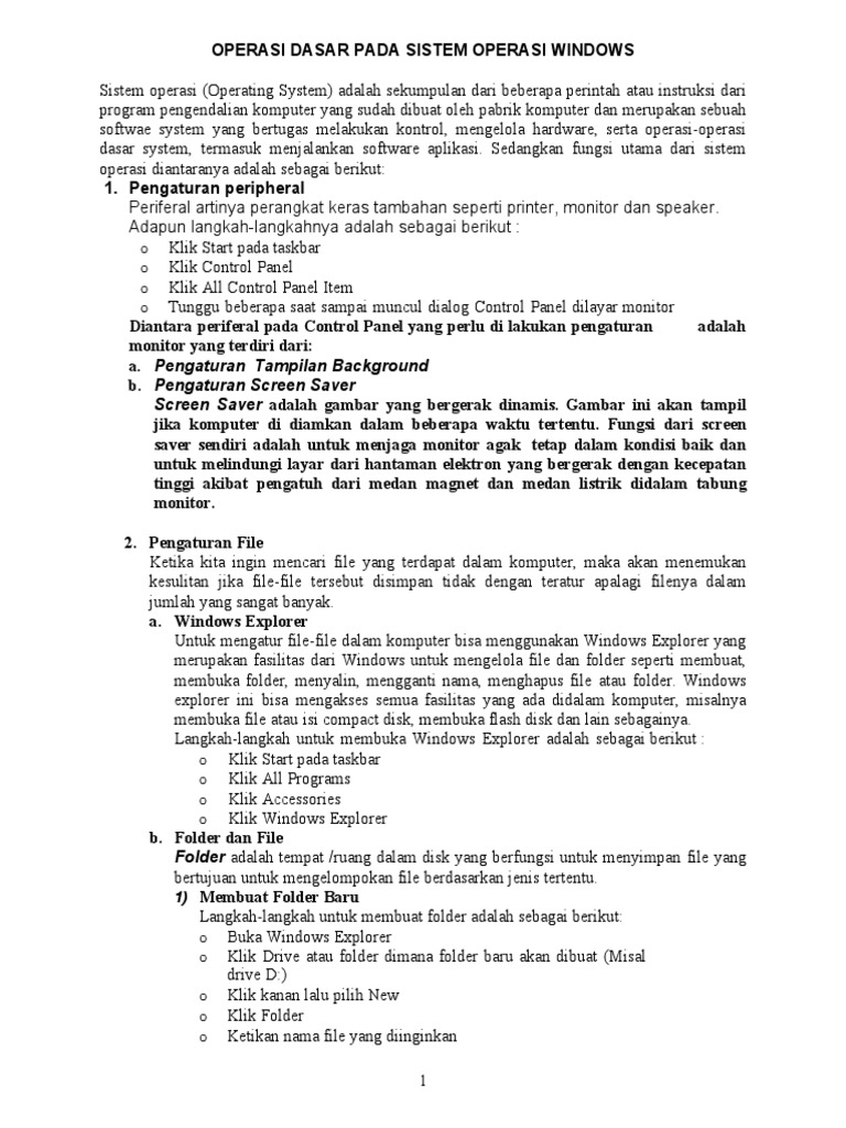 Operasi Dasar Pada Sistem Operasi Windows | PDF | Teknologi & Rekayasa