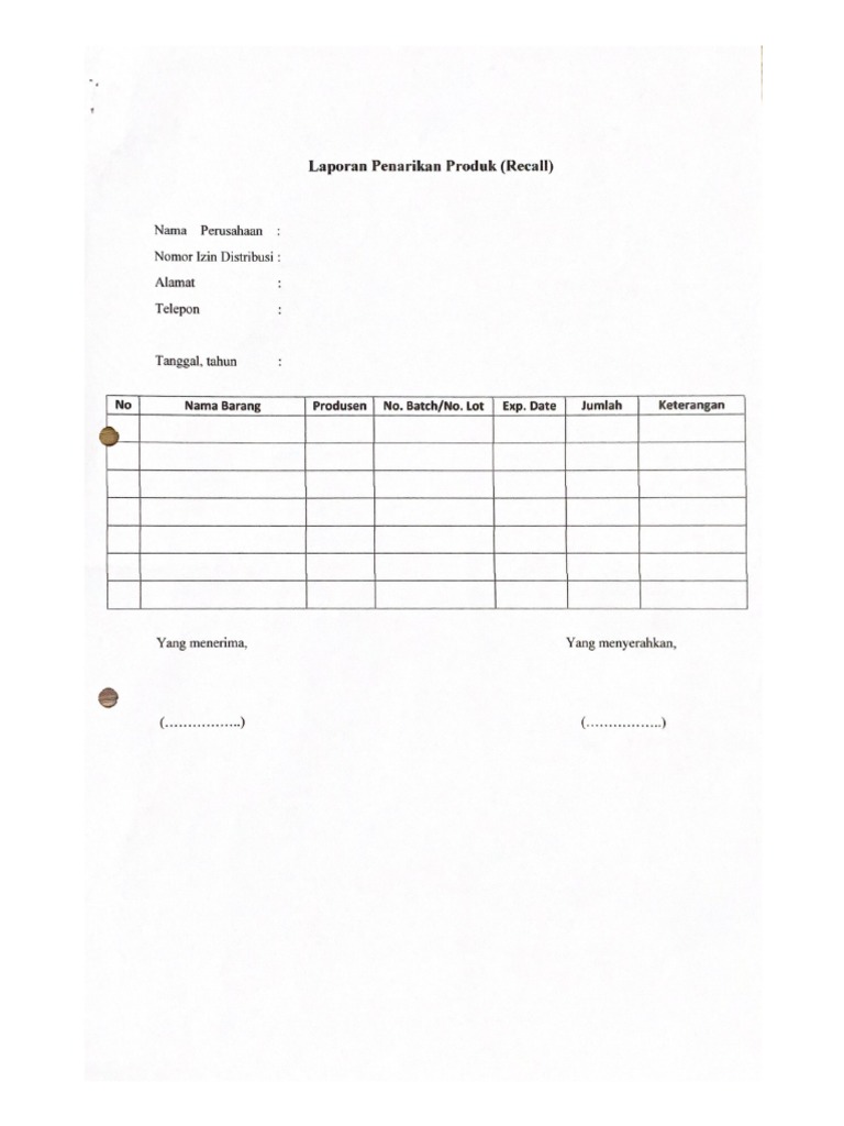 Laporan Penarikan Produk (Recall) Implan | PDF