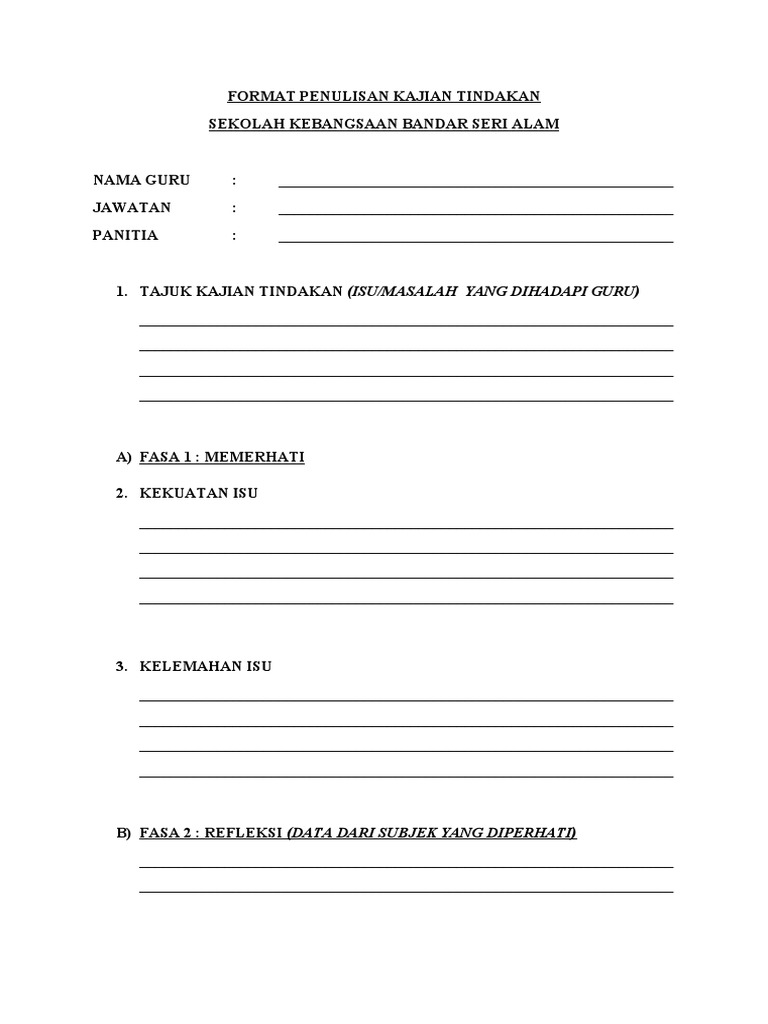 Format Penulisan Kajian Tindakan | PDF