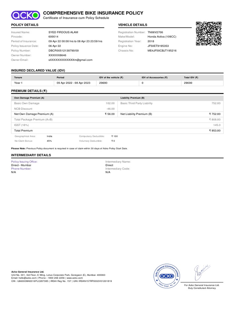 2706 Activa Insurance 08-04-2023 | PDF