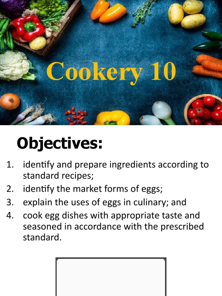 Cookery 10 Q1 W2 | PDF | Egg As Food | Custard