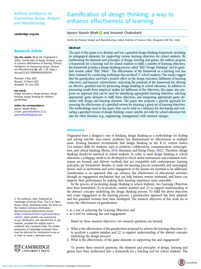 Gamification of Design Thinking A Way To Enhance Effectiveness of Learning | PDF | Design ...