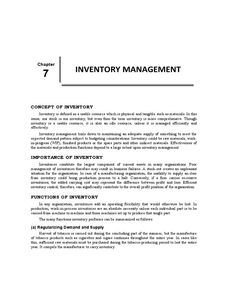 CH 7 - Inventory Management | PDF